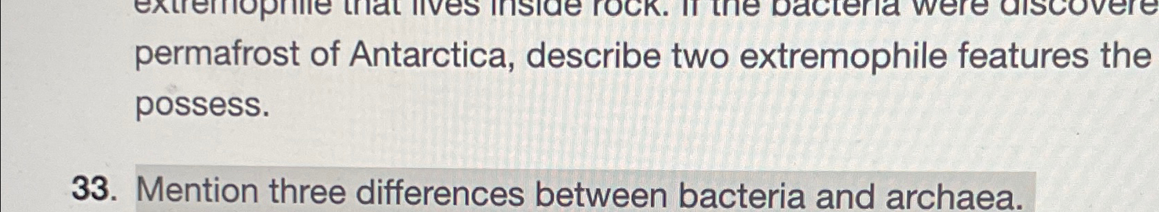 Solved 33. ﻿Mention three differences between bacteria and | Chegg.com