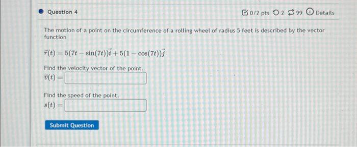 Solved Question 4 The motion of a point on the circumference | Chegg.com