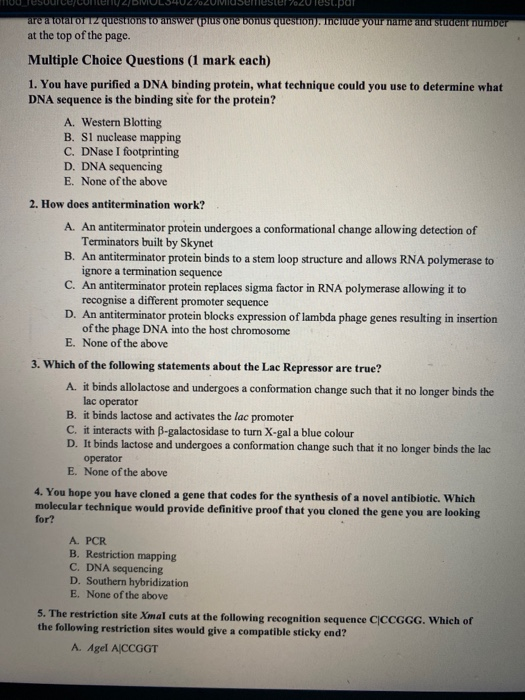 Solved Multiple Choice Questions (1 mark each) 1. You have | Chegg.com