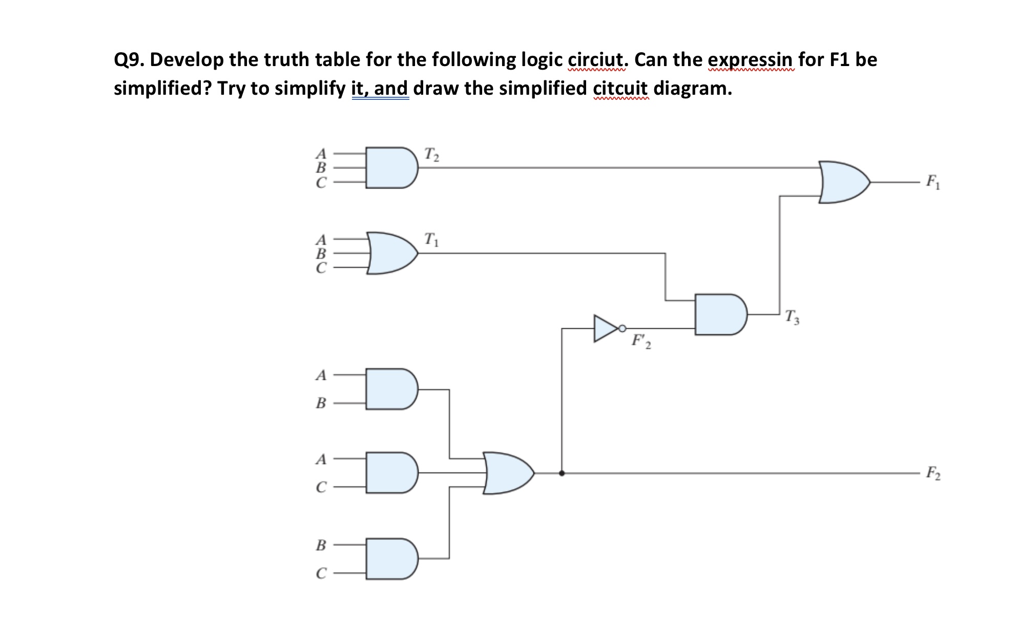 Solved Q9. ﻿Develop the truth table for the following logic | Chegg.com