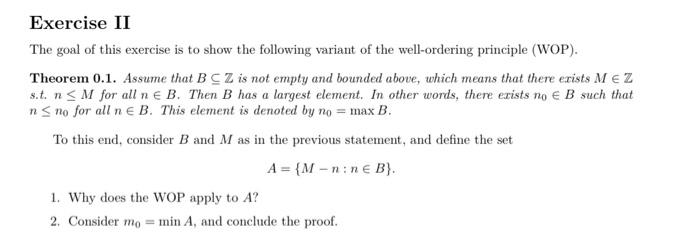 Solved Exercise II The goal of this exercise is to show the | Chegg.com