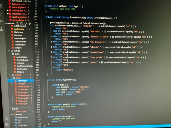 Solved package tracker.objects; public class Address ant | Chegg.com