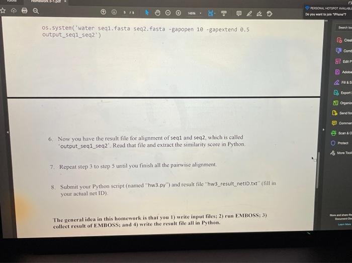Solved for the hw3_fasta.txt, using any ten sequence of | Chegg.com