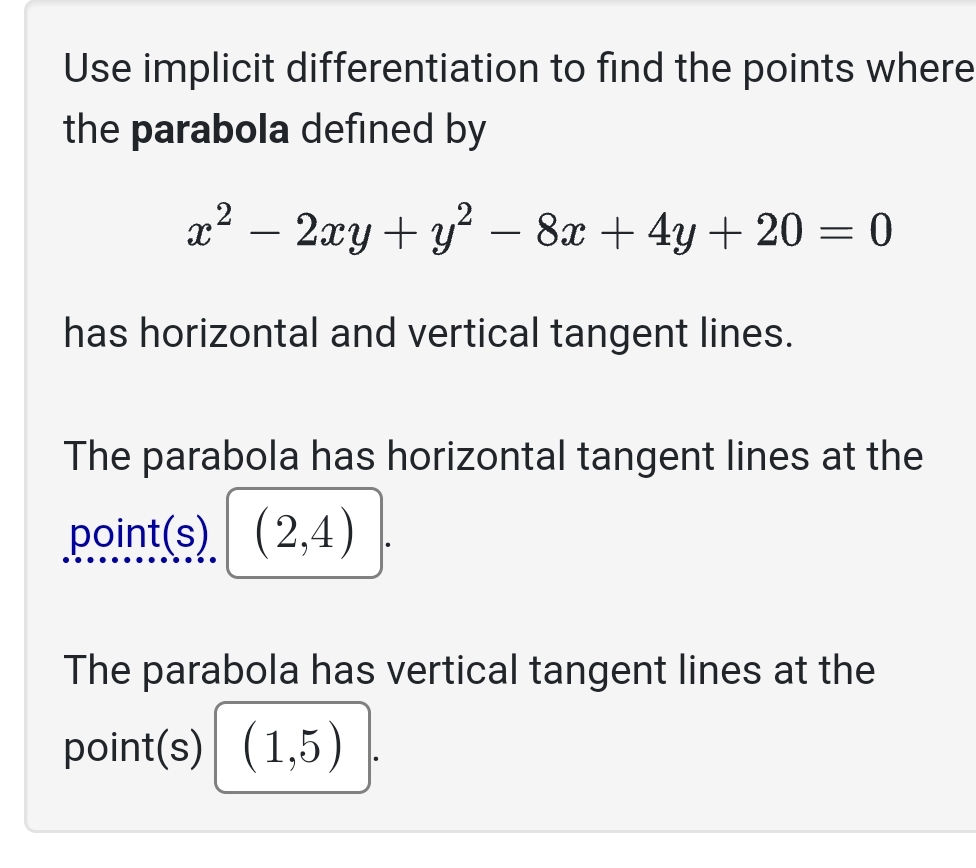 Solved Use implicit differentiation to find the points where | Chegg.com