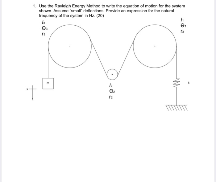 Solved 1. Use the Rayleigh Energy Method to write the | Chegg.com