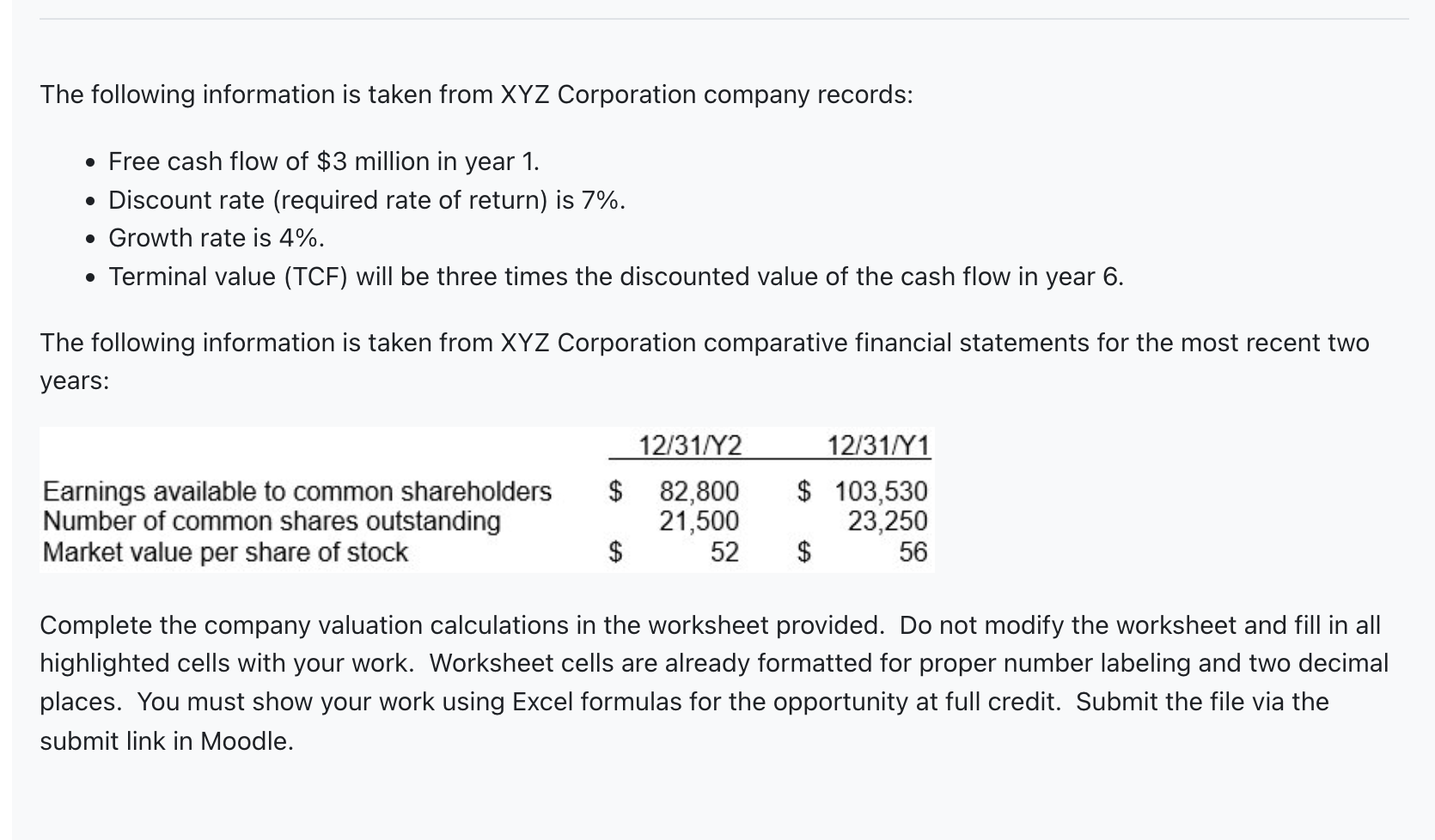 Solved The following information is taken from XYZ | Chegg.com