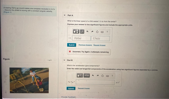 Solved A rotating merry-go-round makes one complete | Chegg.com