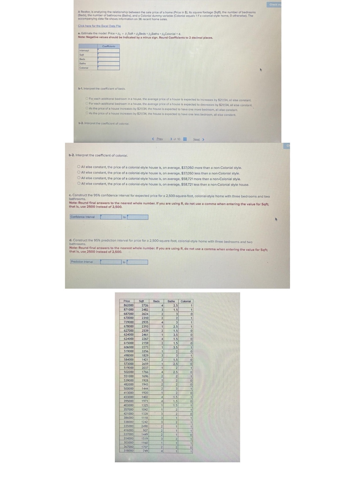Solved A Realtor, is analyzing the relationship between the | Chegg.com