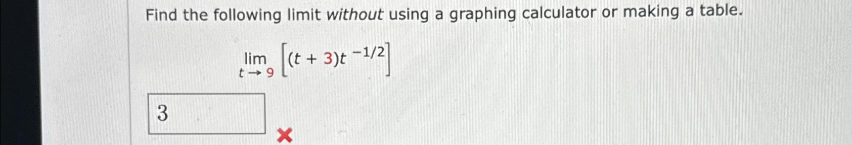 Solved Find the following limit without using a graphing | Chegg.com
