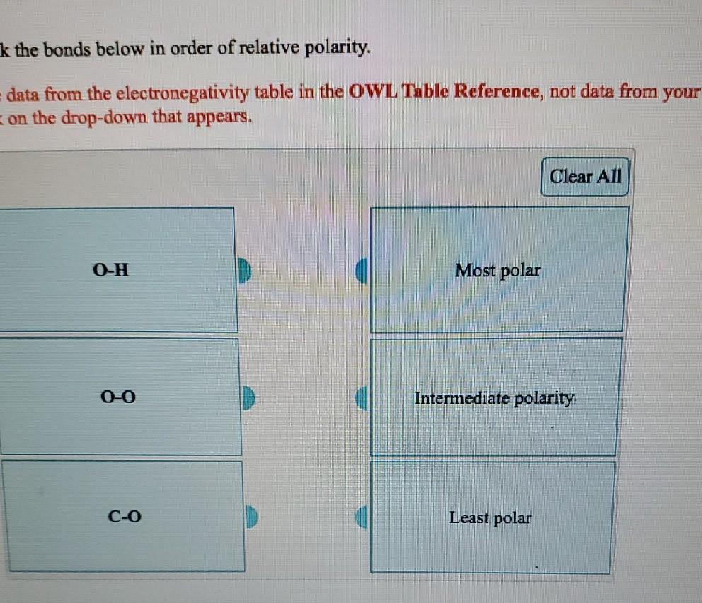 Solved k the bonds below in order of relative polarity. data | Chegg.com