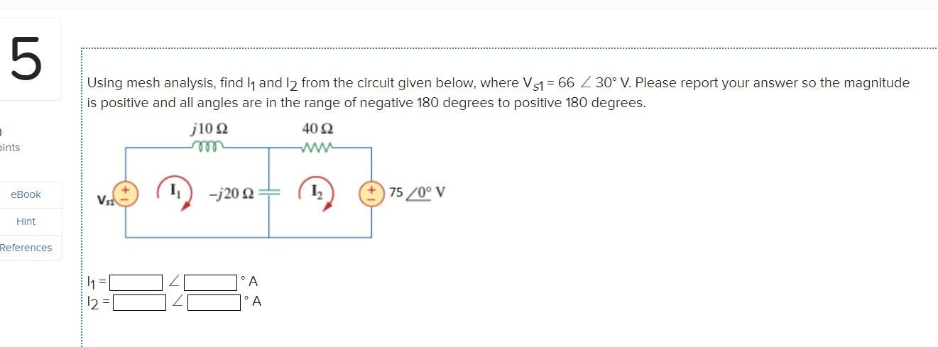 Solved Using mesh analysis, find I1 and I2 from the circuit | Chegg.com