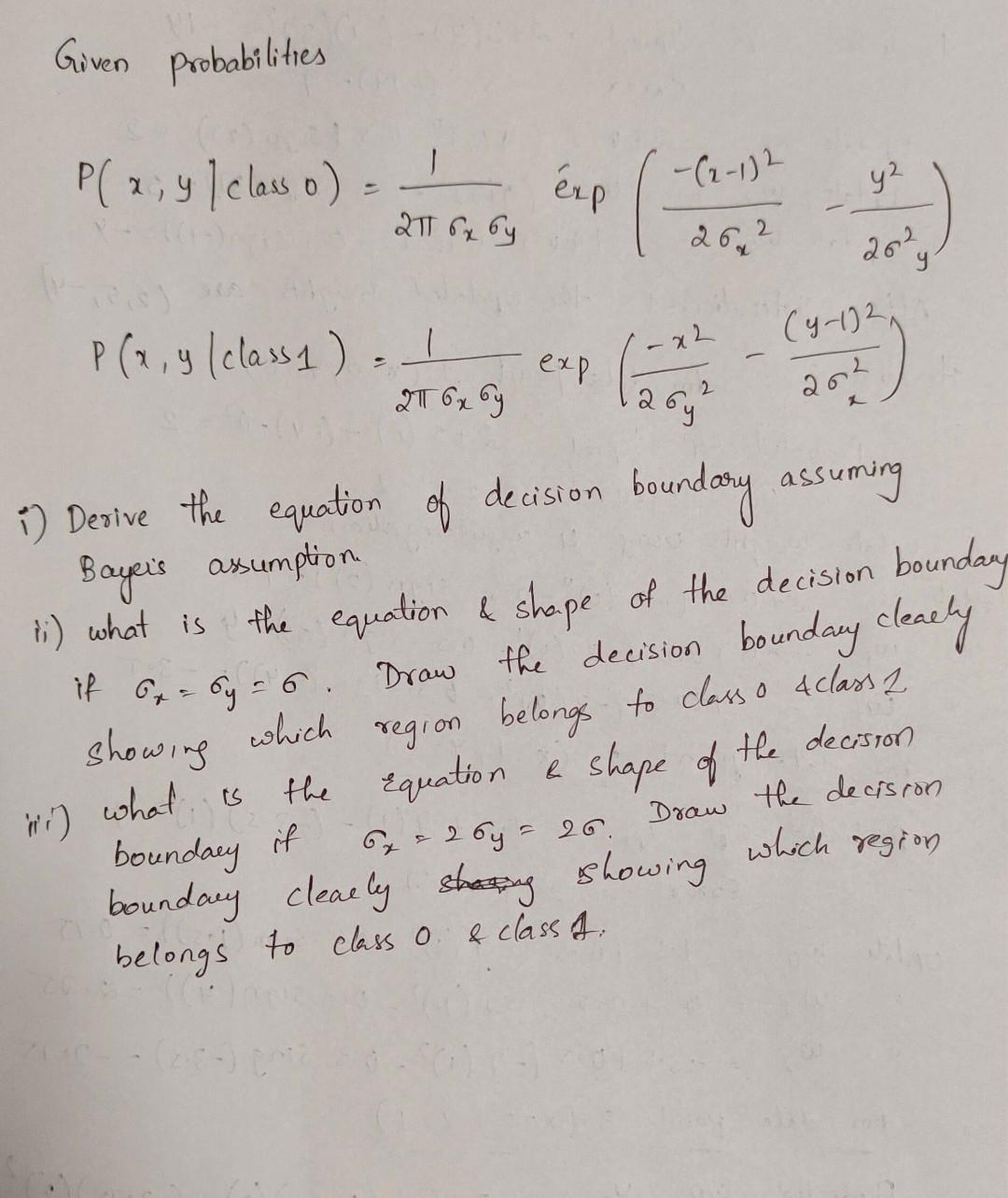 Solved Given probabilities P(x,y∣ class | Chegg.com
