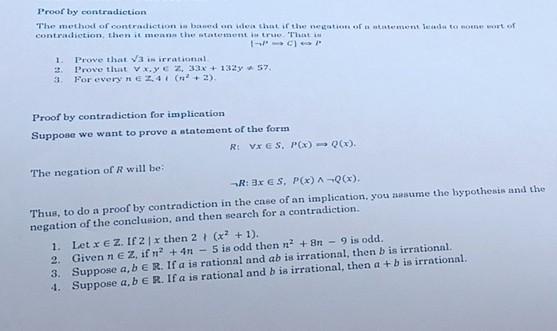 Solved Proof by contradiction 1. Prove that 3 in irrational | Chegg.com