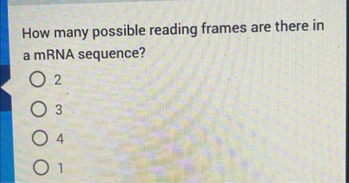 Solved How many possible reading frames are there in a mRNA | Chegg.com