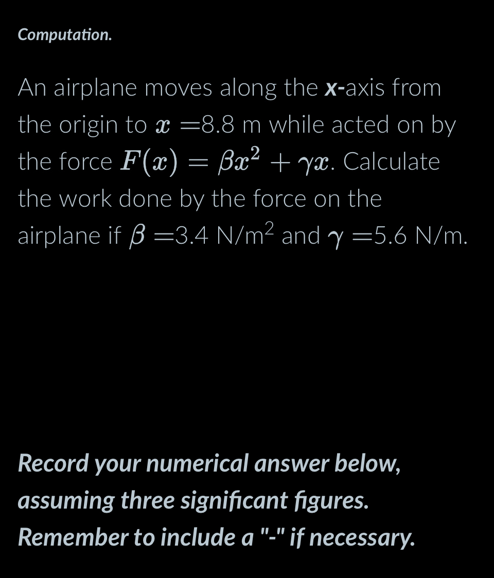 Solved Computation.An airplane moves along the x-axis from | Chegg.com