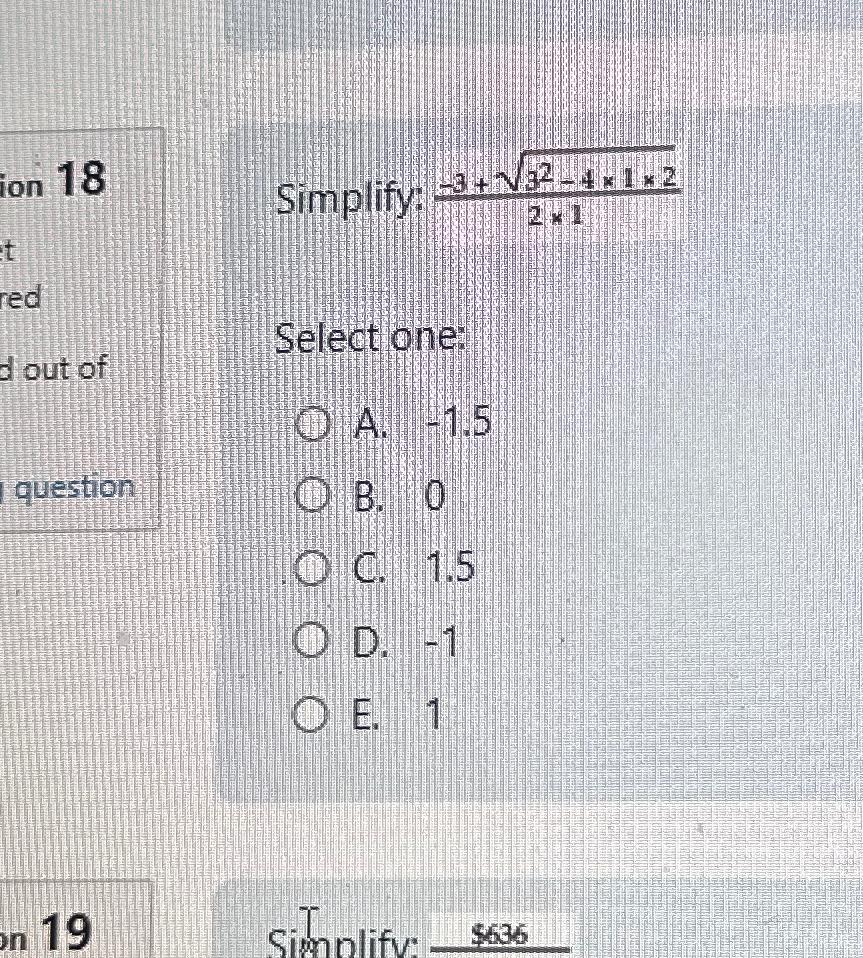 Solved Simplify: -3+32-4×1×222×1Select | Chegg.com