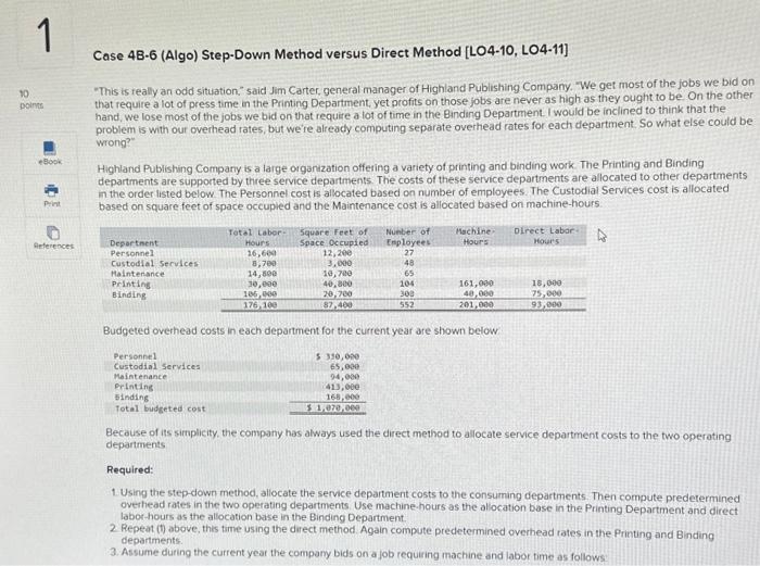 Solved Case 4B-6 (Algo) Step-Down Method versus Direct | Chegg.com