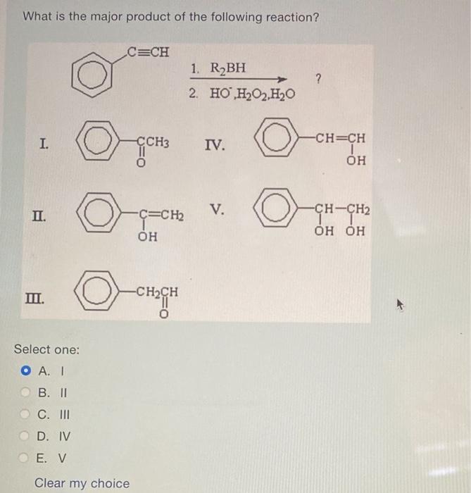 Solved What is the major product of the following reaction? | Chegg.com