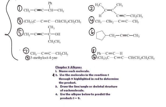 Solved (1) (CH3)3C−C≡C−CH(CH3)CH2CH3 (4) CH3−CBr2−C≡C−CH3 | Chegg.com