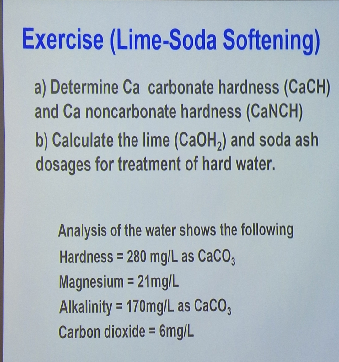 Solved Exercise (Lime-Soda Softening)a) ﻿Determine Ca | Chegg.com