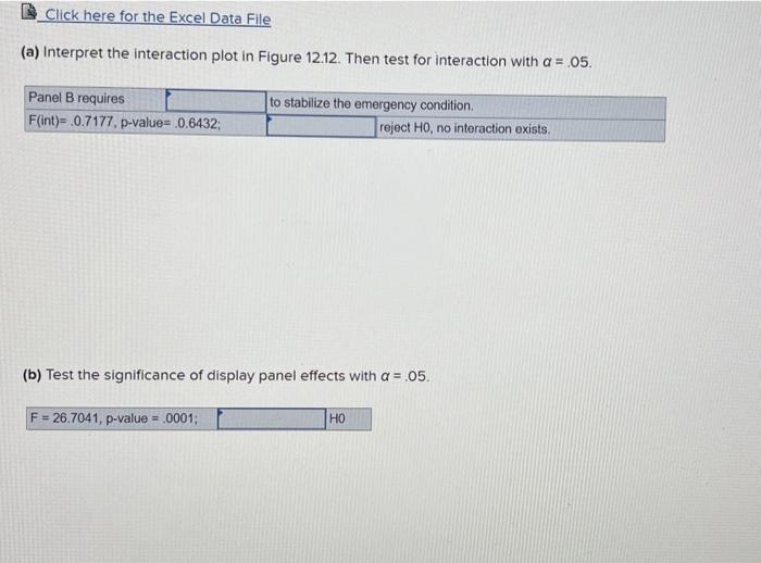 Solved A study compared three display panels used by air | Chegg.com