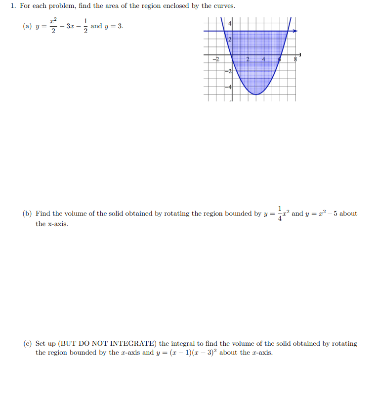 Solved For each problem, find the area of the region | Chegg.com