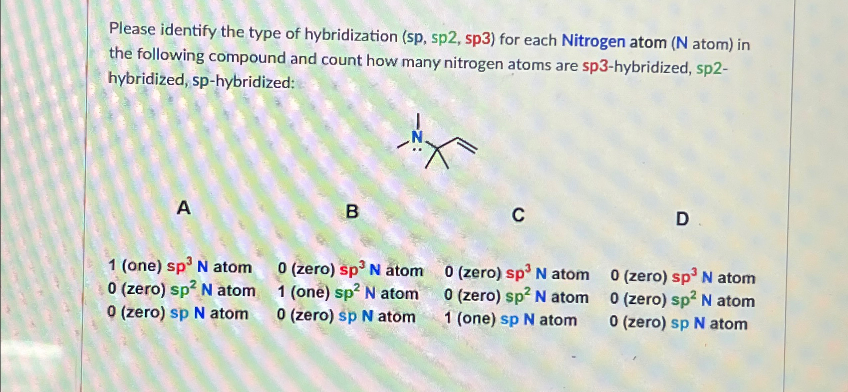 Solved Please identify the type of hybridization | Chegg.com