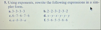 Solved Using exponents, rewrite the following expressions in | Chegg.com