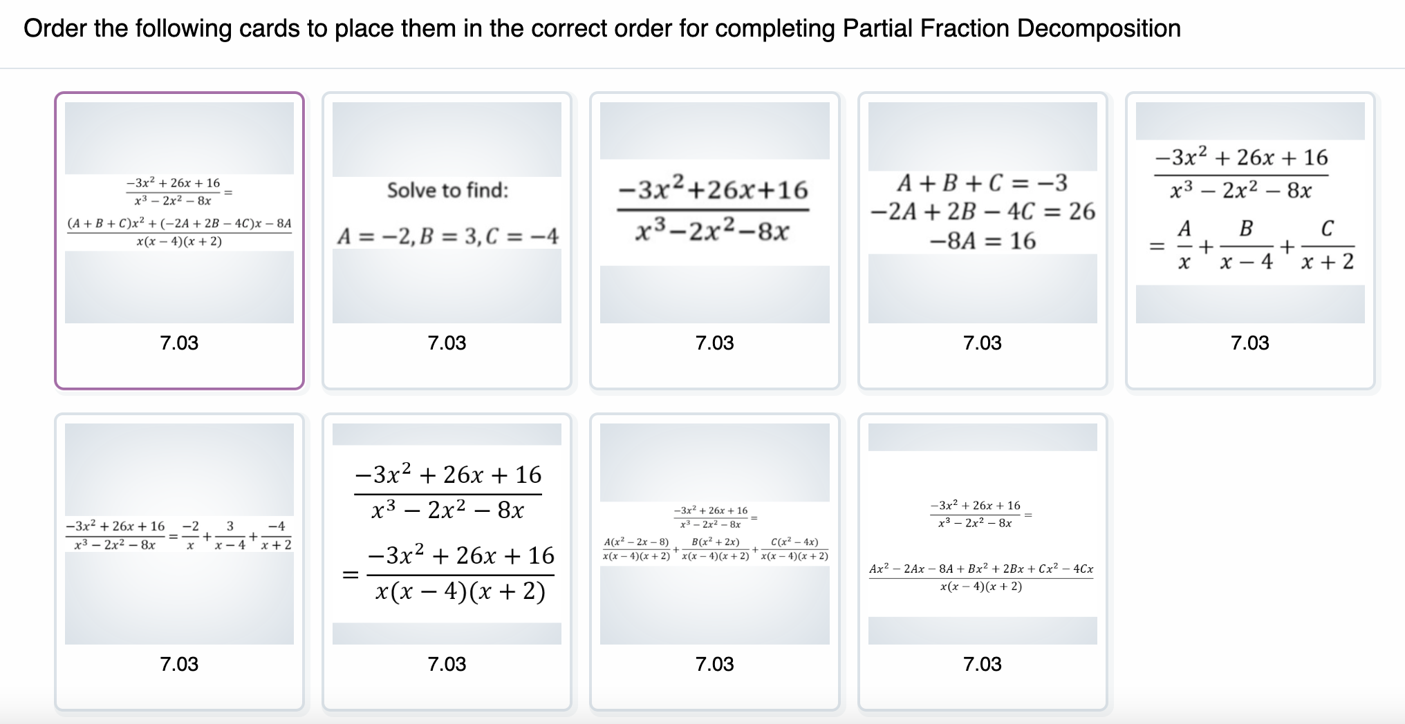 Solved Order the following cards to place them in the | Chegg.com