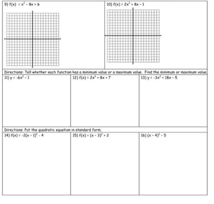 Solved Directions: Graph, Label the y-intercept, vertex and | Chegg.com