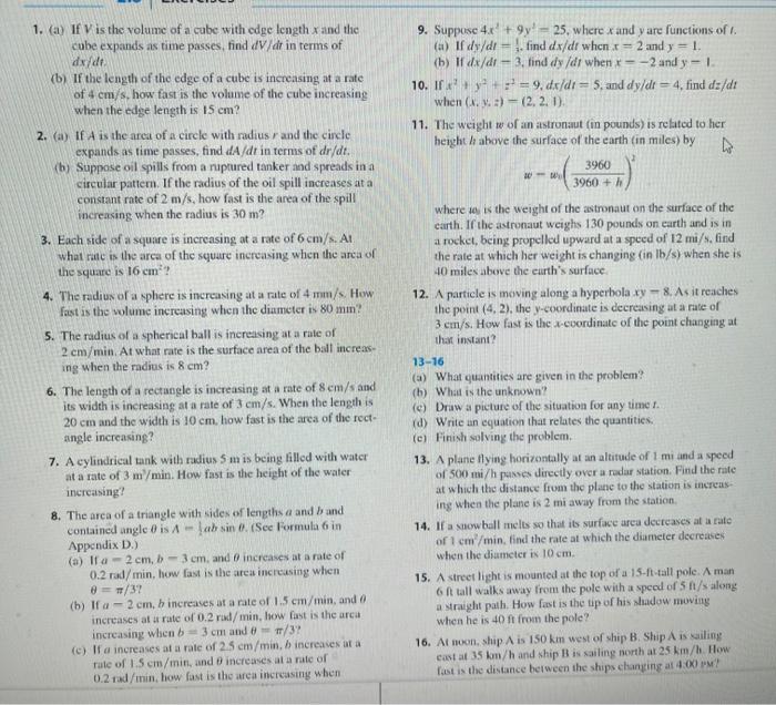 Solved 1. (a) If V is the volume of a cube with edge length | Chegg.com