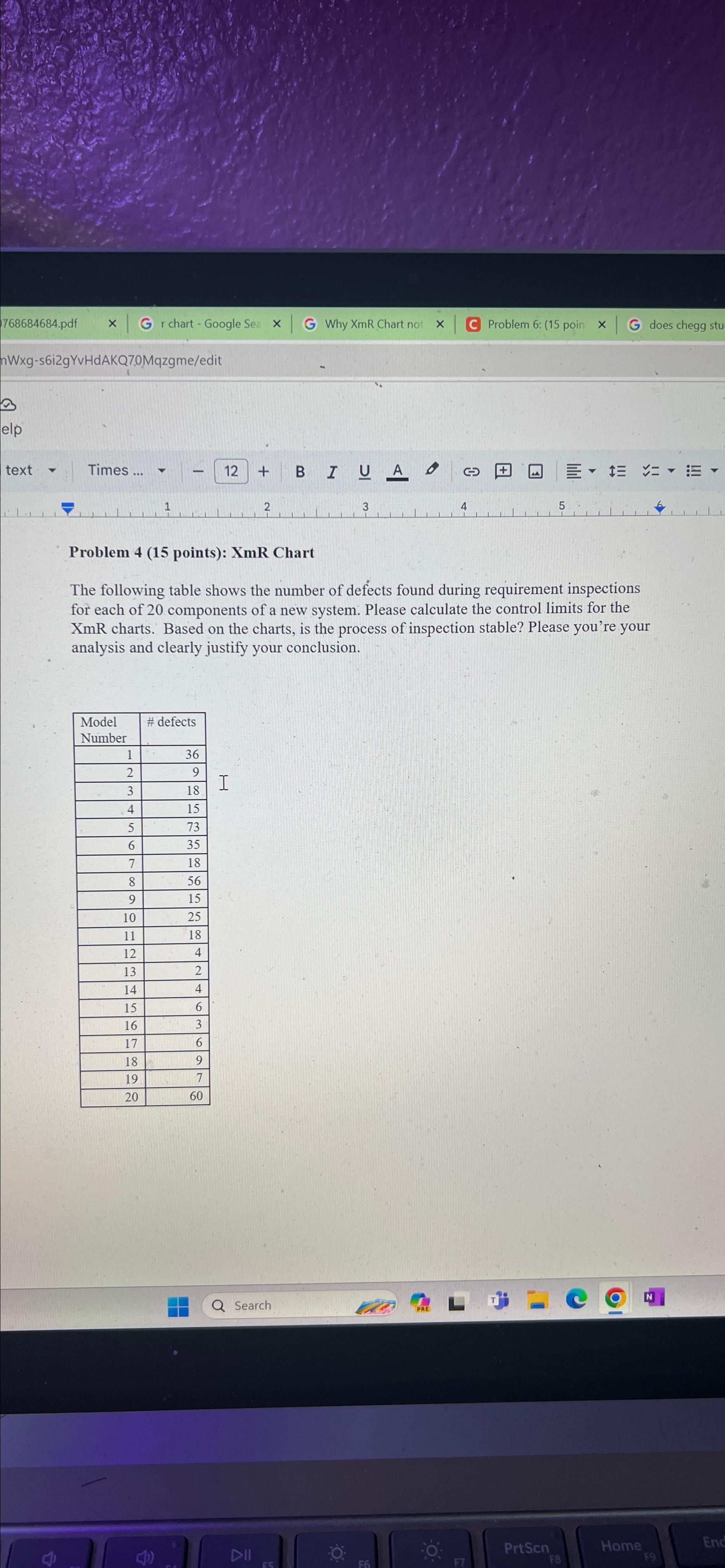 Solved 768684684.pdfr chart - ﻿Google SezWhy XmR Chart | Chegg.com