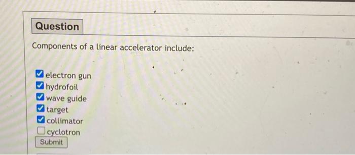 Solved Components of a linear accelerator include: electron | Chegg.com