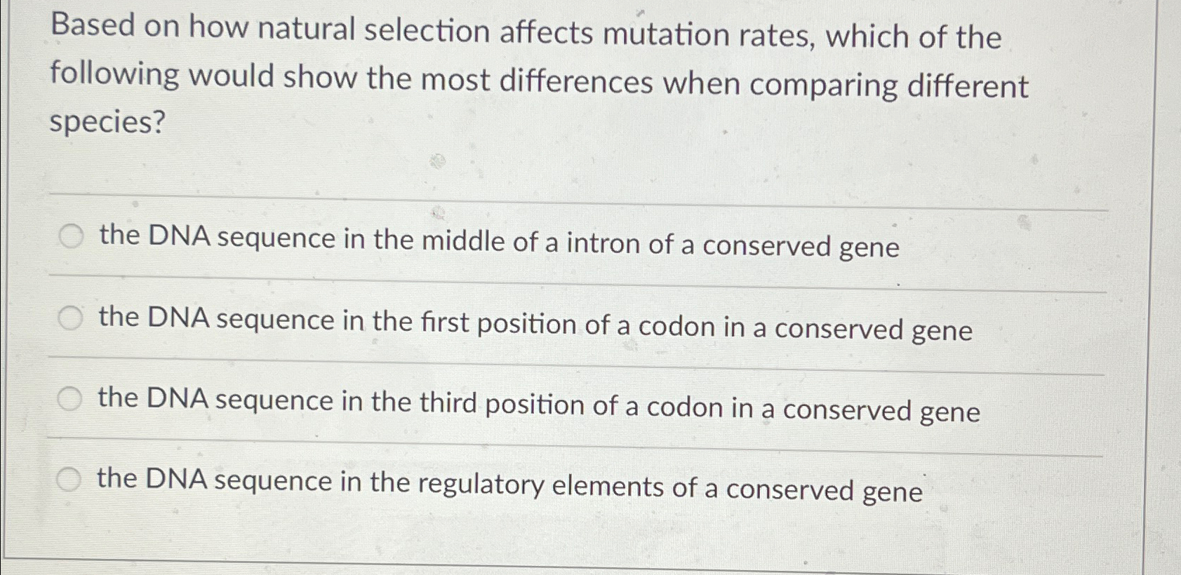Solved Based on how natural selection affects mutation | Chegg.com