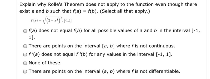 Solved Explain why Rolle's Theorem does not apply to the | Chegg.com