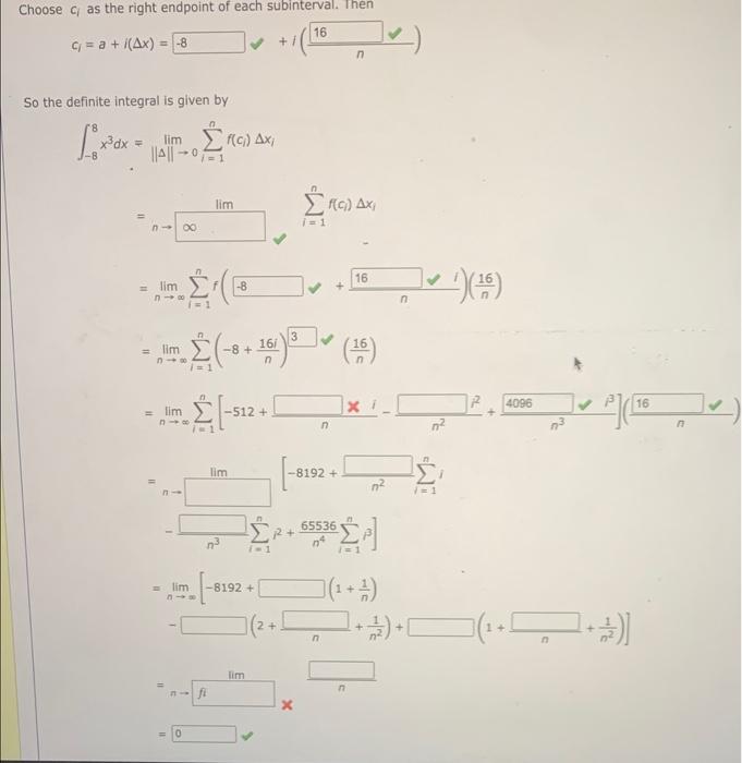 Solved Choose c as the right endpoint of each subinterval. | Chegg.com
