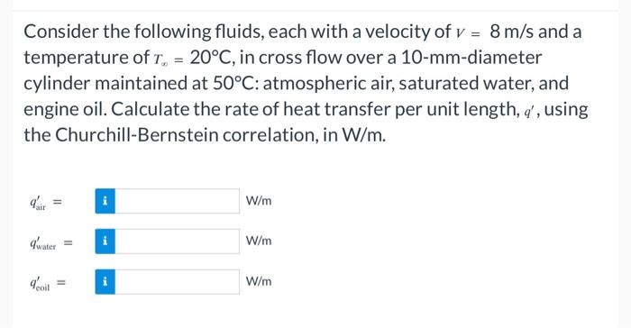 Solved Consider the following fluids, each with a velocity | Chegg.com