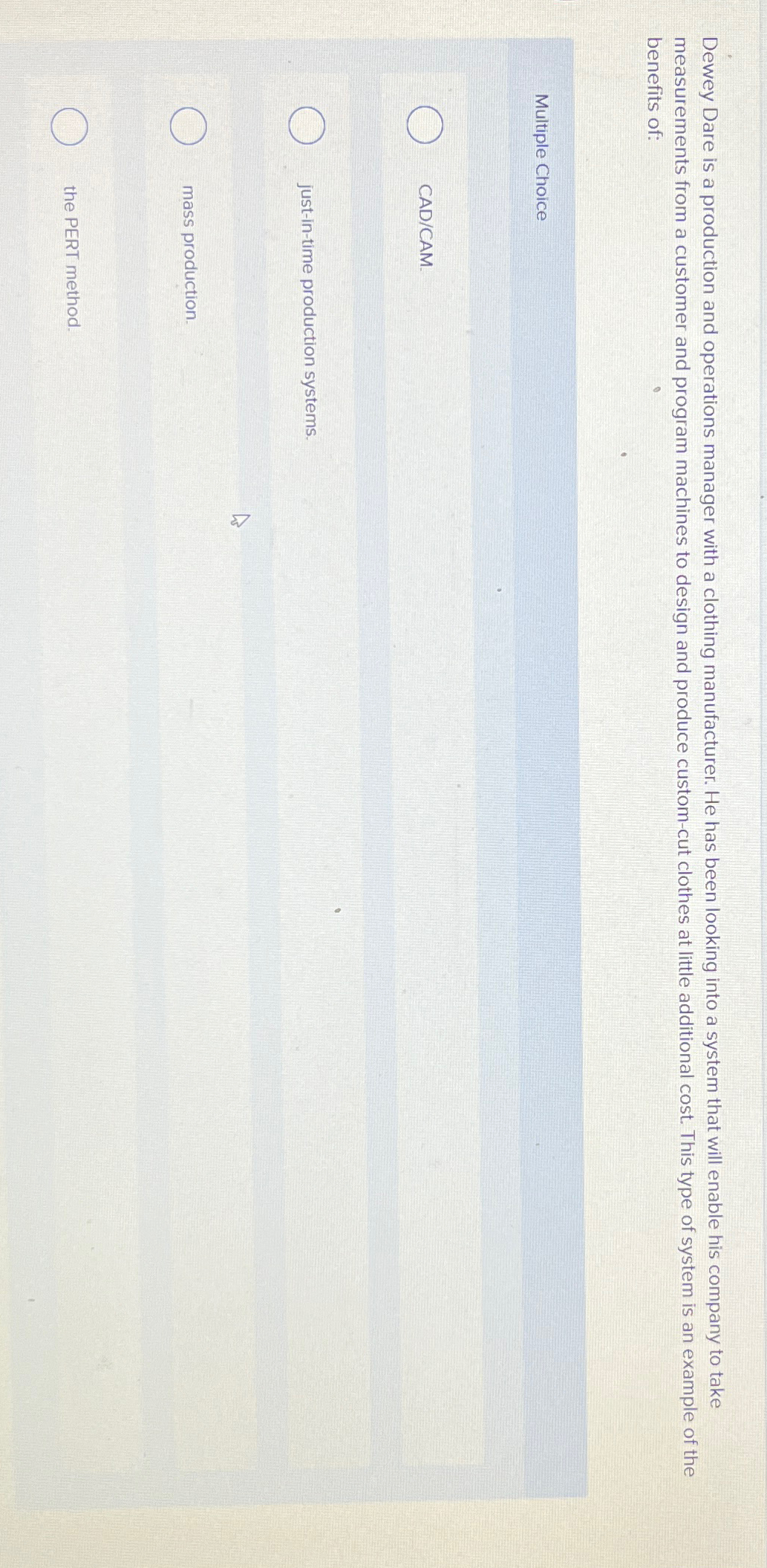 Solved Dewey Dare is a production and operations manager | Chegg.com