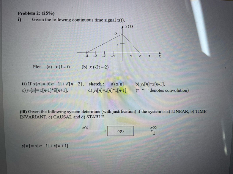 Solved Problem 2: (25%)i) ﻿Given the following continuous | Chegg.com