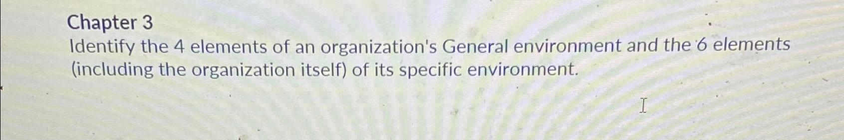 Solved Chapter 3Identify the 4 ﻿elements of an | Chegg.com