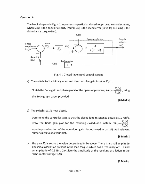 Question 4The block diagram in ﻿Fig. 4.1, ﻿represents | Chegg.com