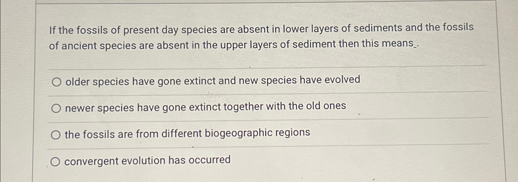 Solved If the fossils of present day species are absent in | Chegg.com