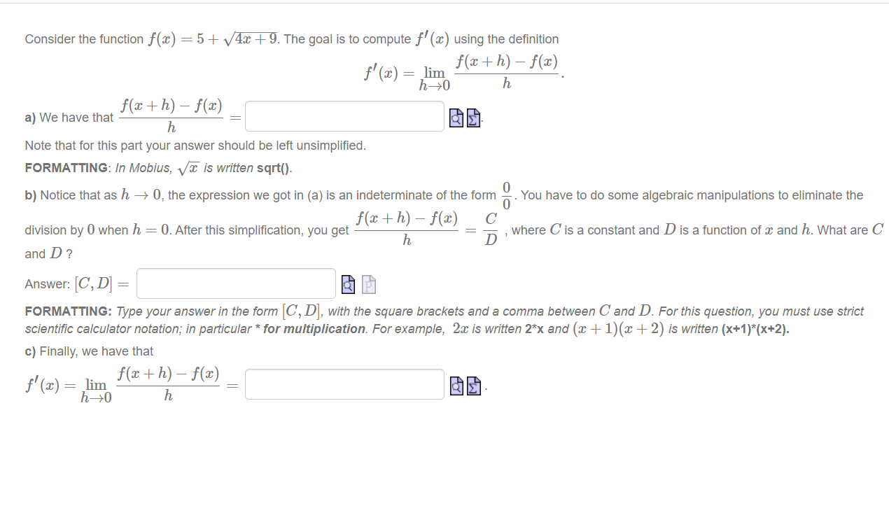 Solved Consider the function f(x)=5+4x+9. The goal is to | Chegg.com