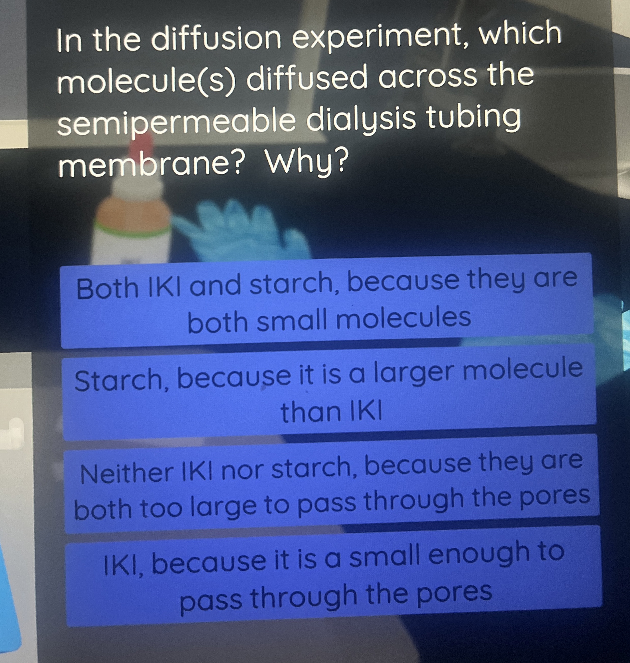 Solved In the diffusion experiment, which molecule(s) | Chegg.com