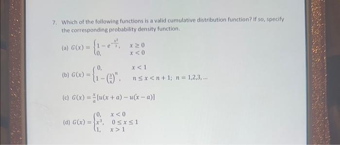 Solved 7. Which of the following functions is a valid | Chegg.com