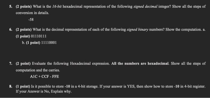 Solved 5. (2 points) What is the 16-bit hexadecimal | Chegg.com