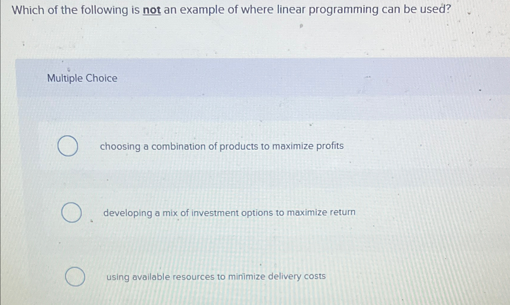 Solved Which of the following is not an example of where | Chegg.com