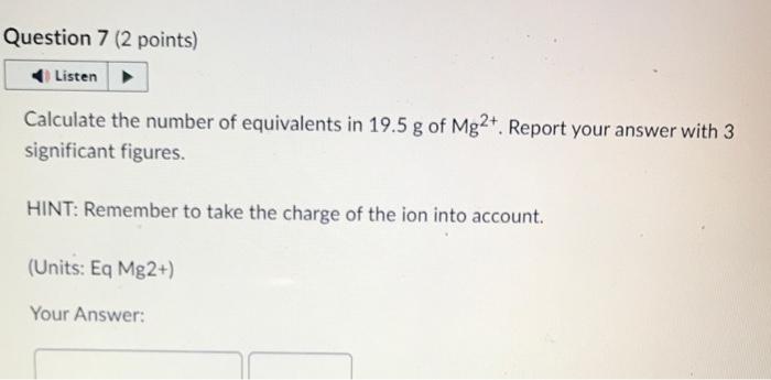 Solved Calculate the number of equivalents in 19.5 g of | Chegg.com