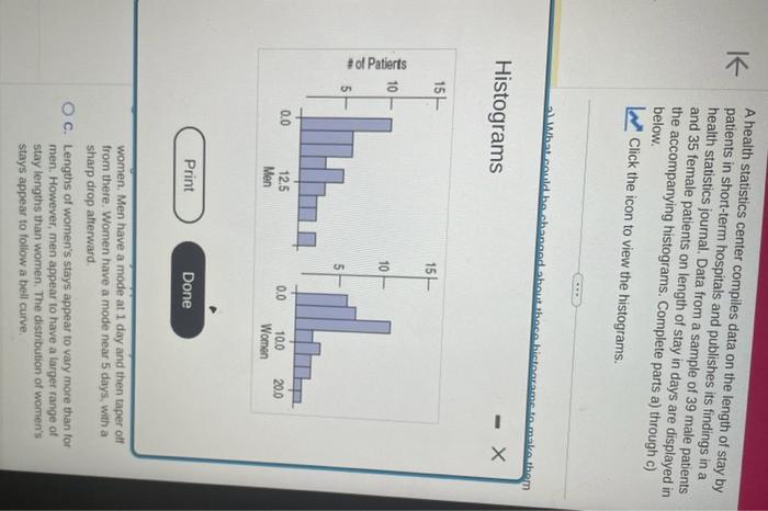 Solved A health statistics center compiles data on the | Chegg.com
