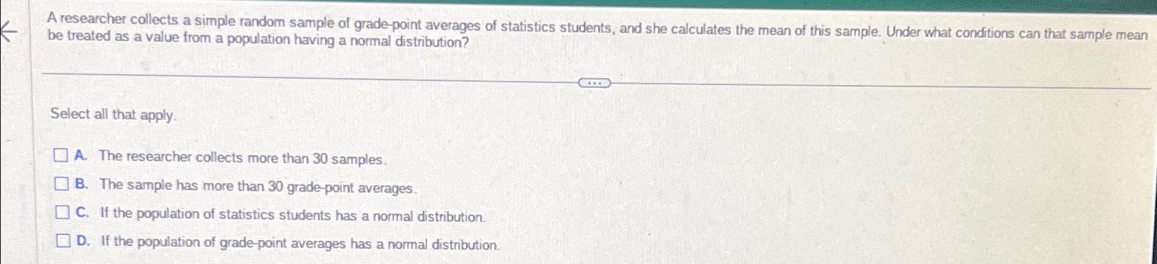Solved A researcher collects a simple random sample of | Chegg.com